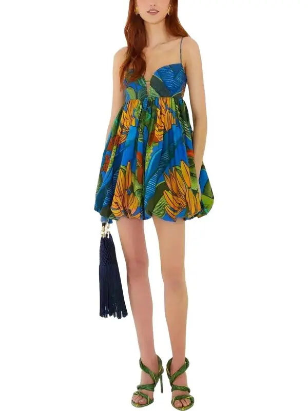 Farm Rio Banana Grapes Mini Dress - Blue