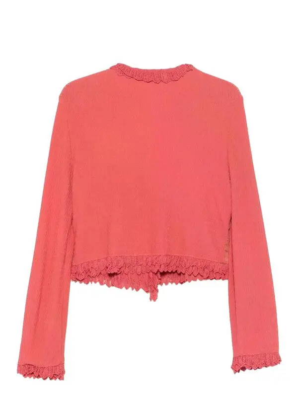 Roberto Cavalli 2000s Perforated Lace-trim Jacket - Pink