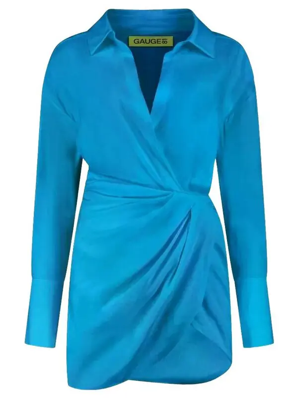 Gauge81 Reef Wrap-style Tulip-skirt Dress - Blue