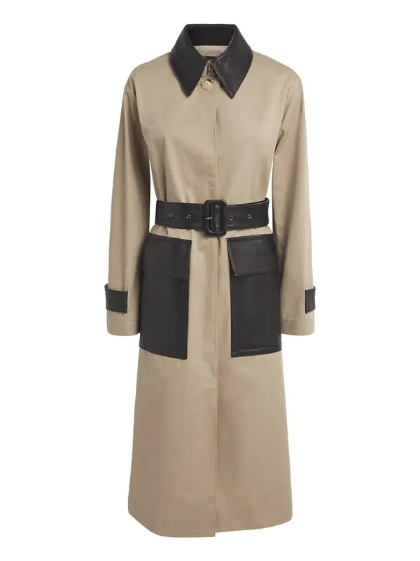 JOSEPH Cotton Trench Coat With Leather Accents - Beige