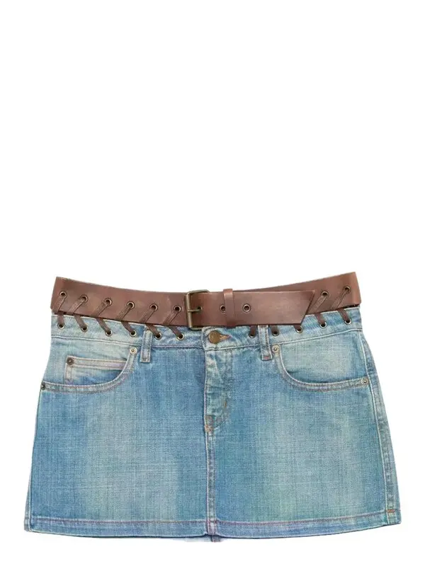 Alexander McQueen Belted Lace-up Mini Skirt - Blue