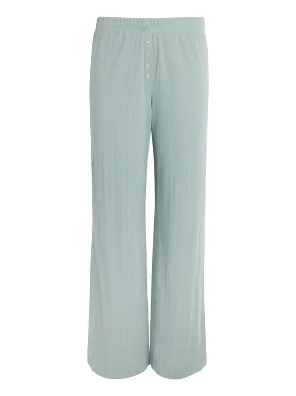 LESET Cotton Pointelle Lounge Trousers - Green