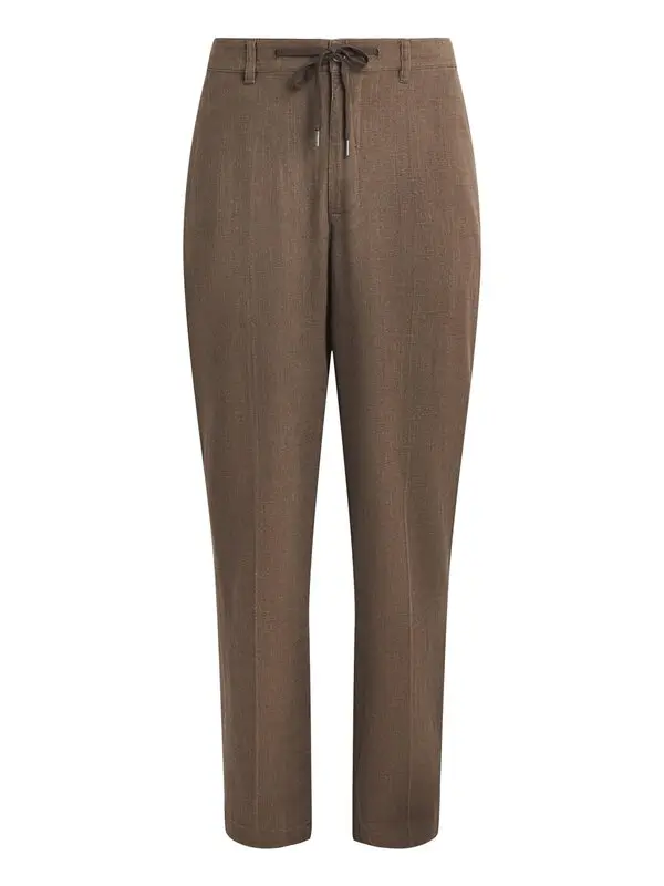 Paige Tiano Chinos Relaxed Linen-viscose Blend With Drawstring Waist - Brown