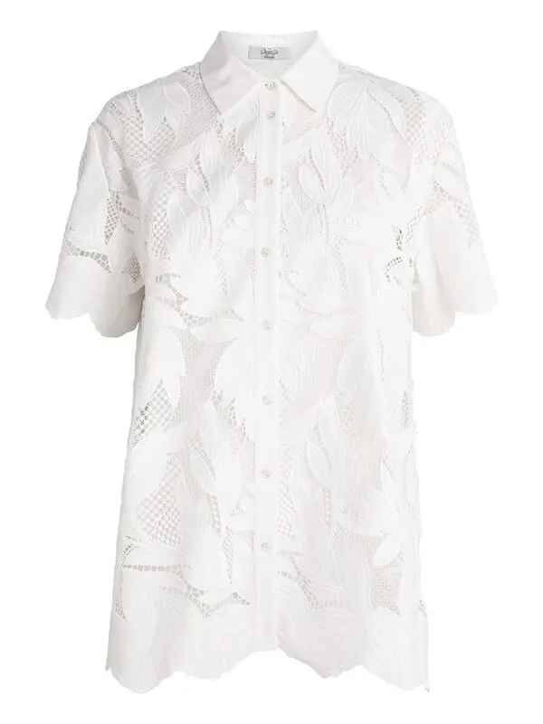 Erdem Crochet Cutwork Short-sleeve Shirt - Ivory