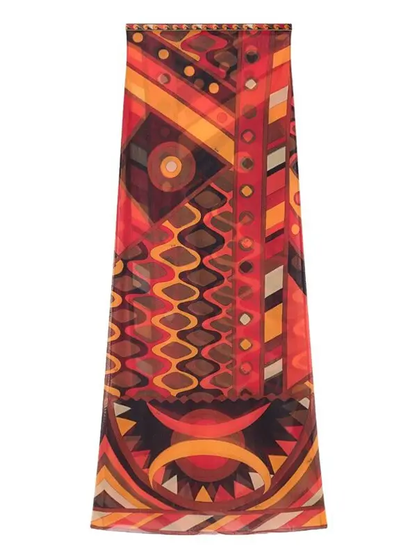 Emilio Pucci Printed Geometric Maxi Skirt - Red