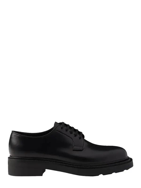 Prada Round Toe Lace Up Formal Shoes - Black