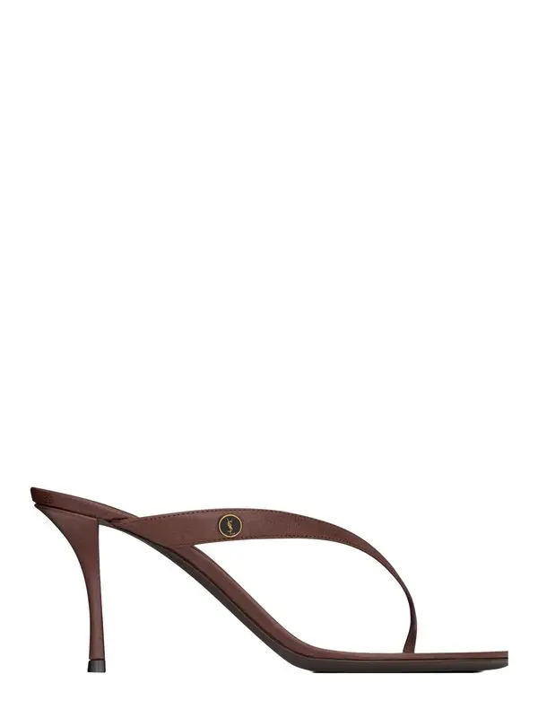 Saint Laurent Sue Thong-detail High Heel Sandals - Brown