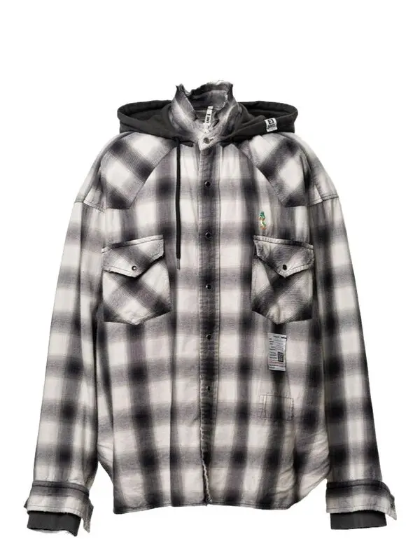 Mihara Yasuhiro Hooded Checkered Shirt - White