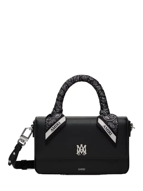Amiri Bandana-trimmed Leather Handbag - Black
