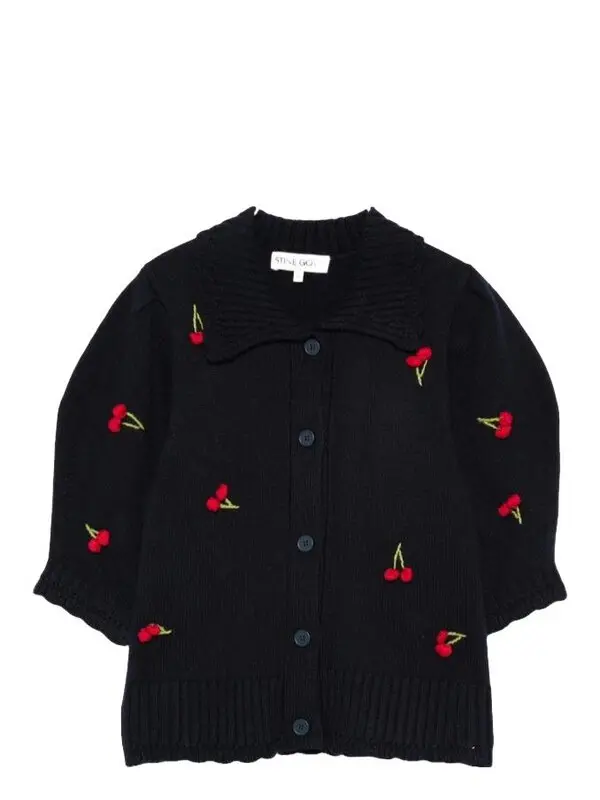 Stine Goya Collared Short-sleeved Knit Sweater - Black