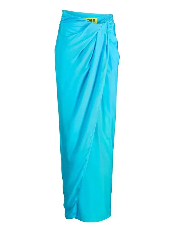 Gauge81 Draped Silk Maxi Skirt - Blue