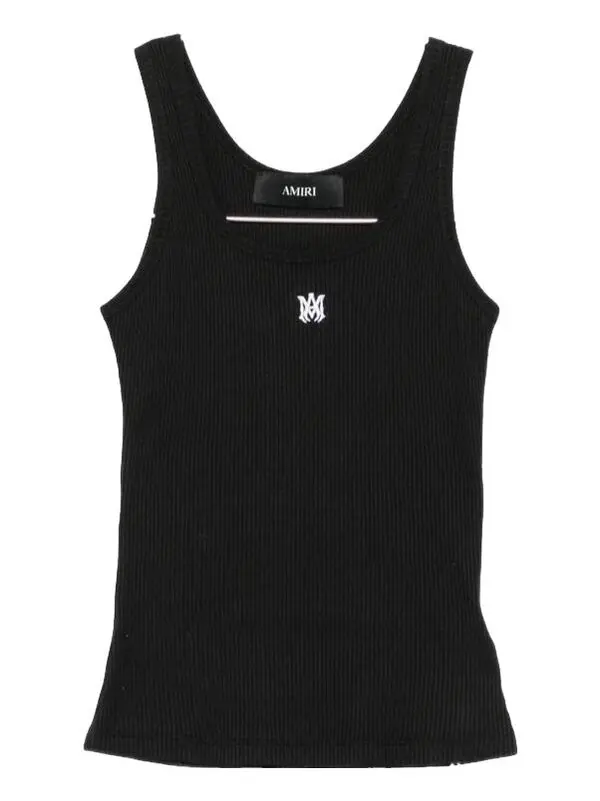 Amiri Logo Embroidered Scoop Neck Tank Top - Black