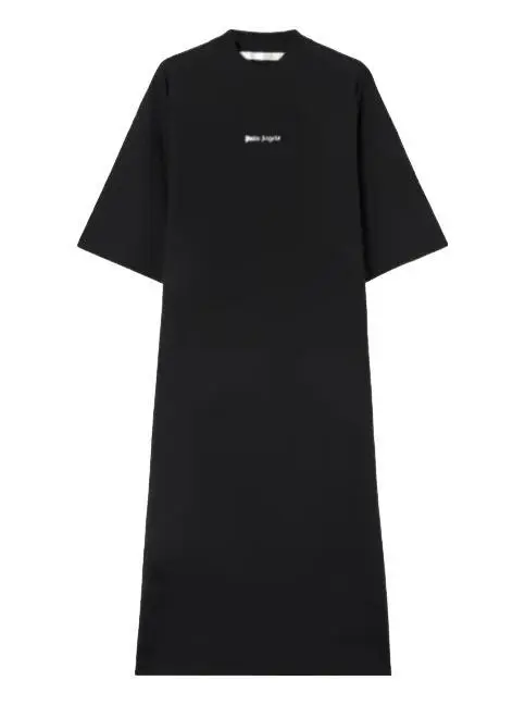 Palm Angels Maxi T-shirt Dress With Logo - Black
