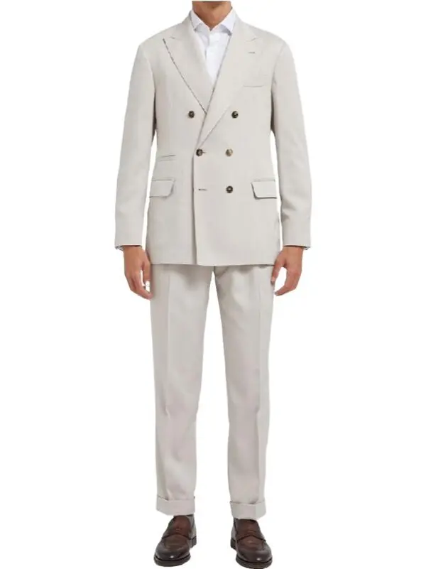 Brunello Cucinelli Long-sleeved Lapel Suit - White