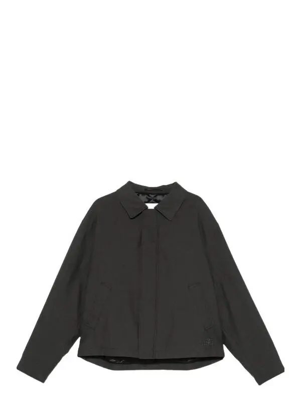 MAISON MARGIELA Logo Embroidered Concealed-fastening Jacket - Charcoal-grey