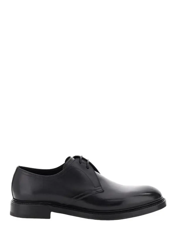 Dolce & Gabbana Hand-painted Leather Derby Shoes - Black