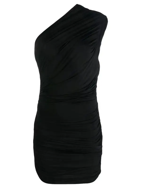 Gauge81 Ira One-shoulder Draped Midi Dress - Black