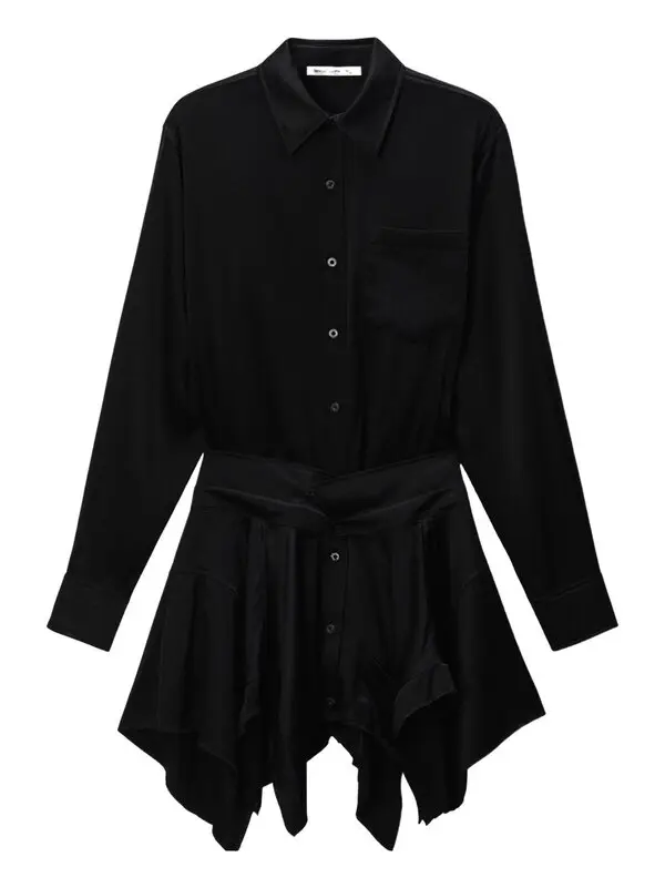 Alexander Wang Button-up Shirt Dress With Embroidered Logo Pocket - Black