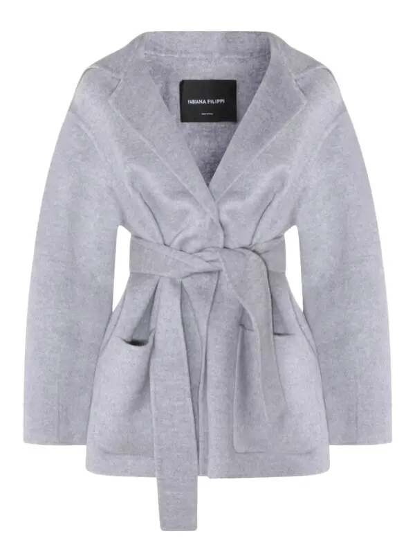 Fabiana Filippi Belted Wool Coat - Gray
