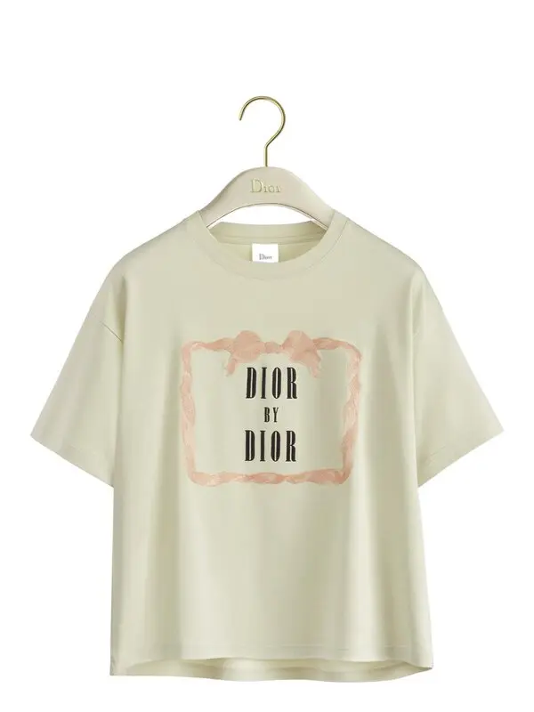 Dior Book Cover" Oversized Cropped T-shirt - Nude