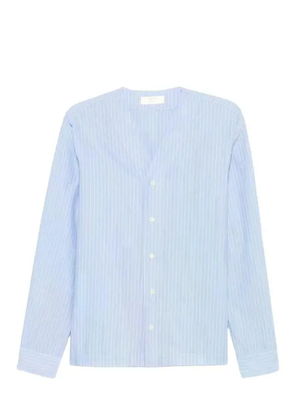 3DICI Vertical-stripe V-neck Shirt - Blue