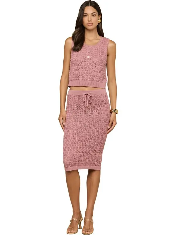 L'Agence Lacen Pointelle Knit Midi Skirt - Lilas