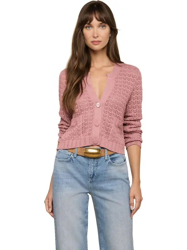 L'Agence Orla Pointelle Knit Cardigan - Lilas