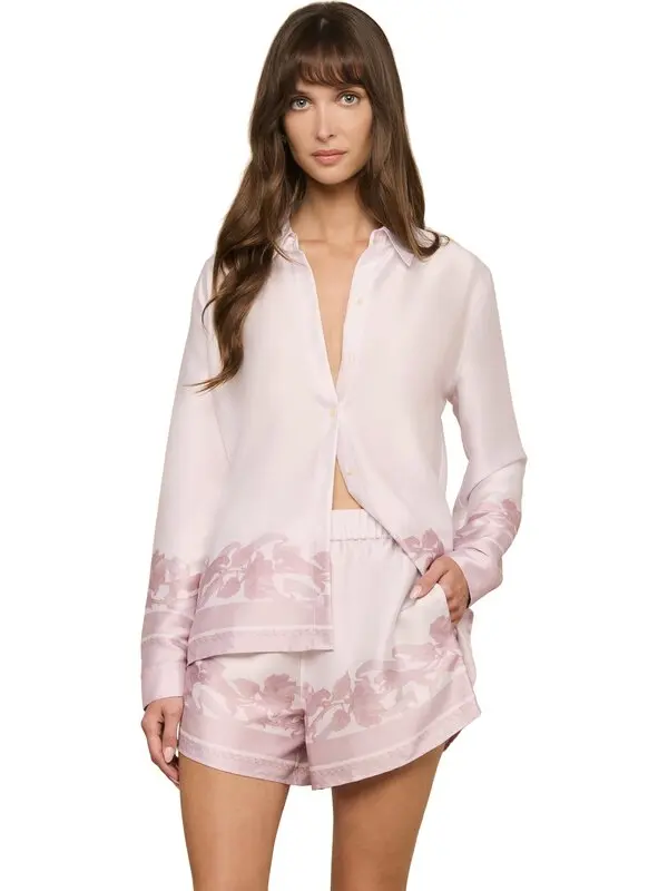 L'Agence Judy Blouse Top With Leopard Print - Mauve Multi Leopard Scarf