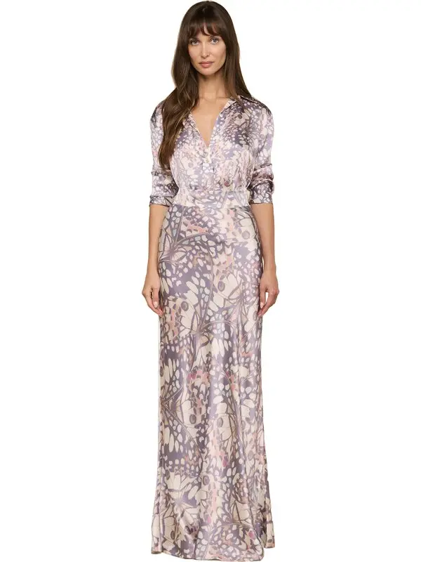 L'Agence Ryker Silk Maxi Skirt In Butterfly Wing Print - Multi Butterfly Wing