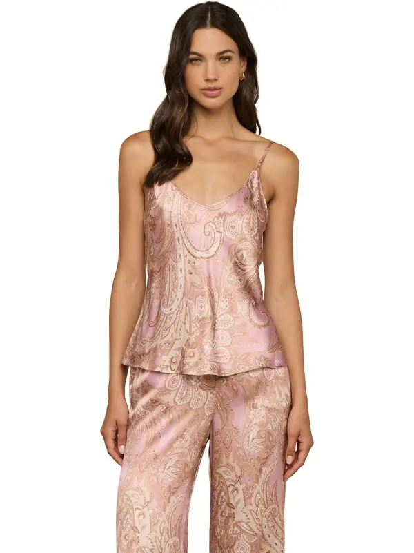L'Agence Lexi Silk Camisole Paisley Print - Mauve Multi Traditional Paisley