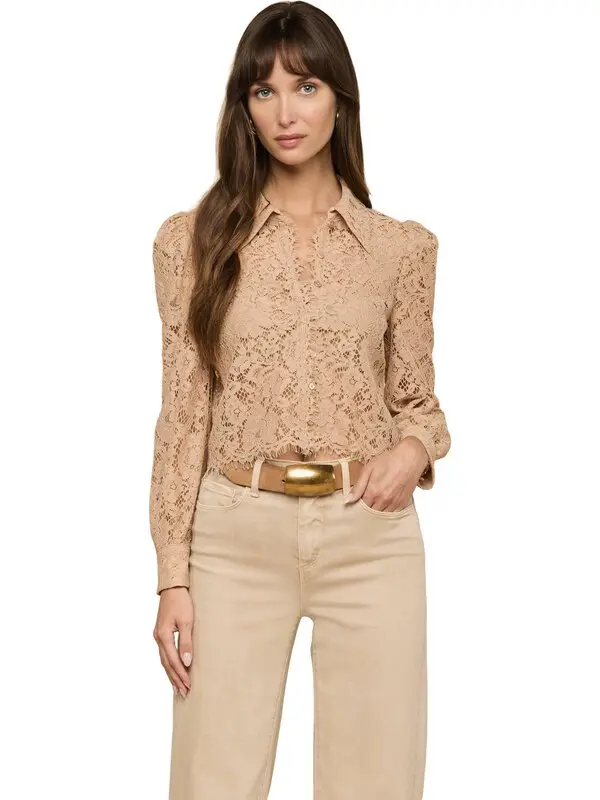 L'Agence Anita Lace Blouse Top - Cappuccino