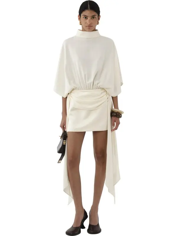 Arakii Open Side Mini Dress With Satin Skirt - Off-white