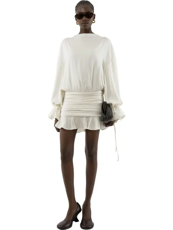 Arakii Frill Silk Mini Dress - Off-white