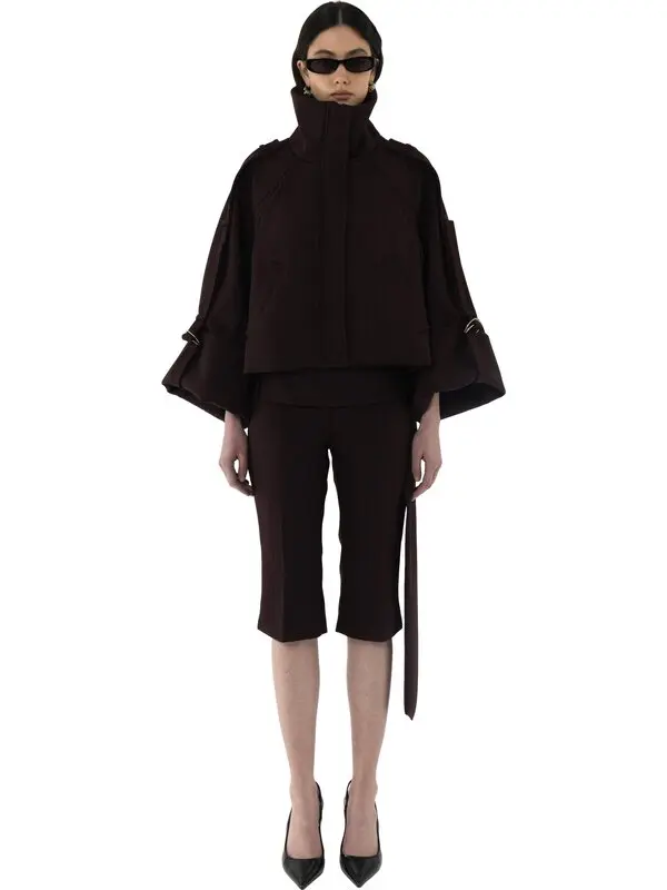 Arakii Short Pleat Jacket - Burgundy