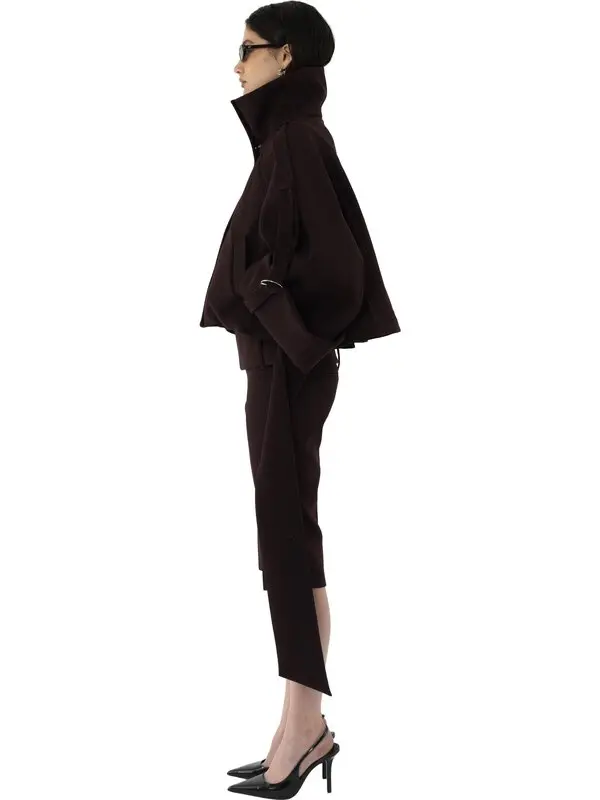 Arakii Wide Belted Capri Pants - Burgundy