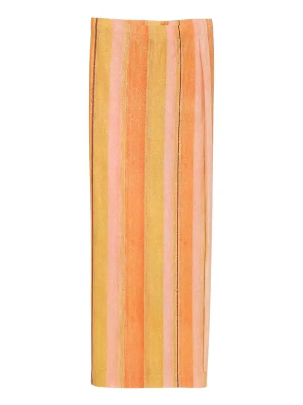AGUA DE COCO Striped Metallic Effect Maxi Skirt - Orange