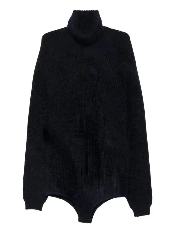 N°21 Ribbed Knit Roll Neck Bodysuit - Blue