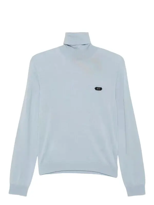 N°21 Logo Patch Turtleneck Sweater - Blue