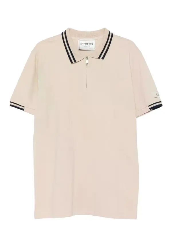 Iceberg Zip-fastening Polo Shirt - Neutrals