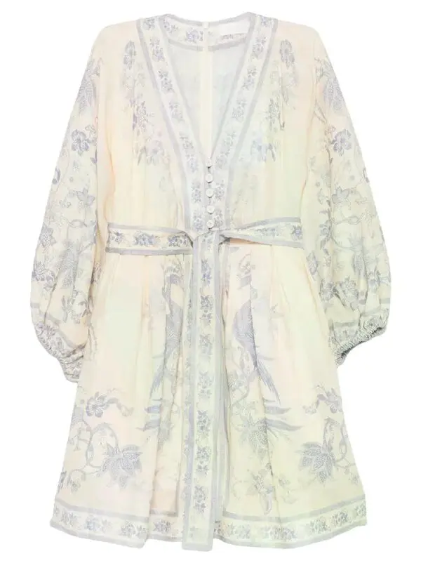 Zimmermann Indra Floral-print Mini Dress - Neutrals