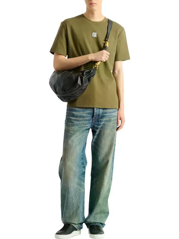 Balmain T-shirt With Embroidered Logo - Green