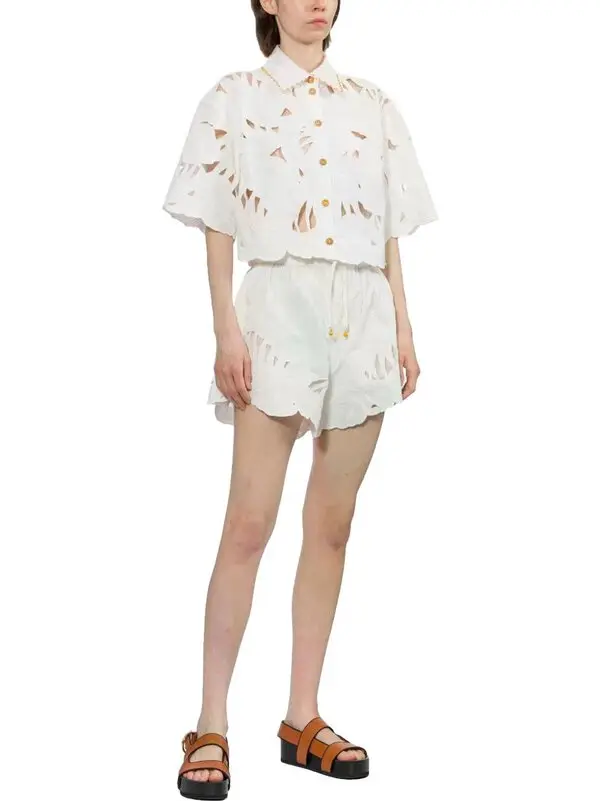 Zimmermann Mahon Embroidered Shorts - Neutrals
