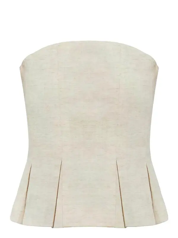 GESTUZ Riava Strapless Pleated Top - Neutrals