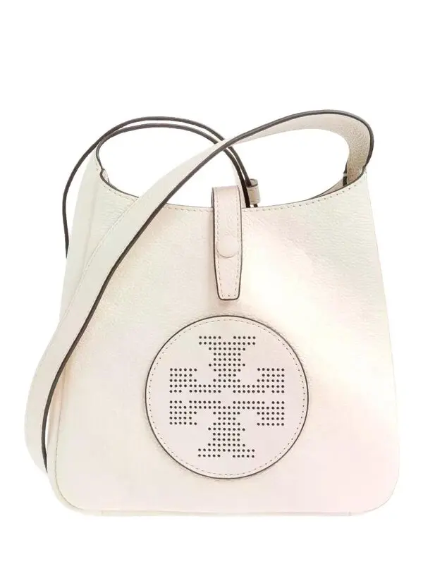 Tory Burch Perforated Logo Leather Cross Body Bag - Neutrals