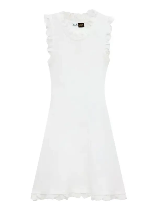 Loewe Ruffled Anagram Mini Dress - White