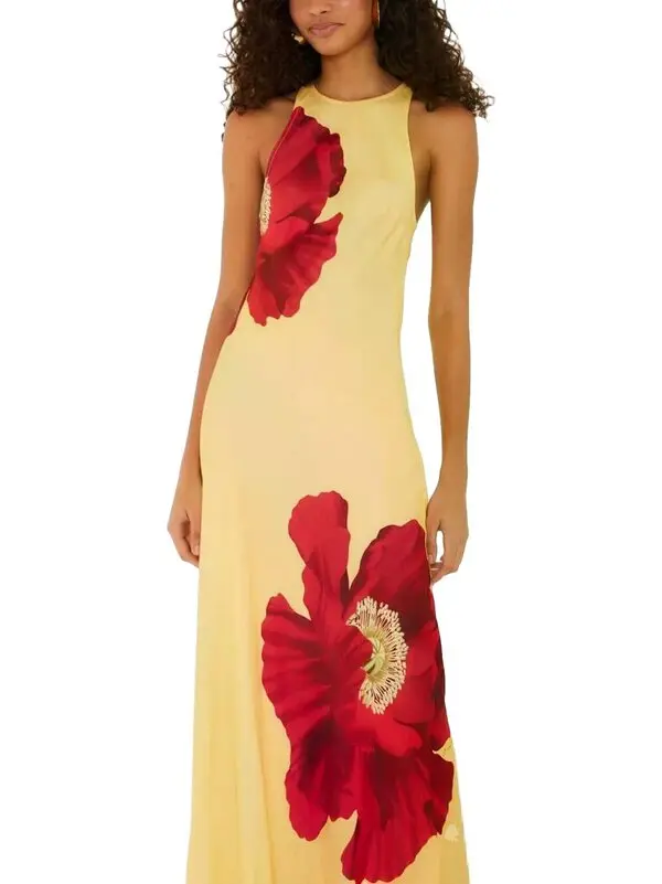 Farm Rio Poppy Print Sleeveless Maxi Dress - Yellow