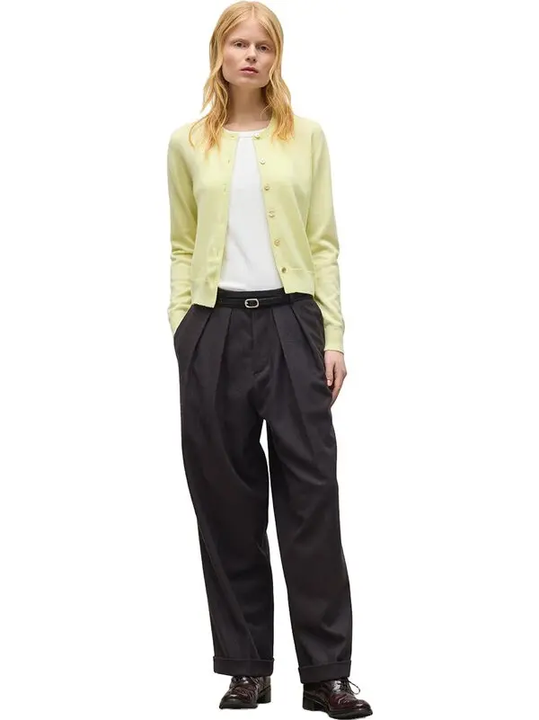 Johnstons Of Elgin Iris Crew Neck Cashmere Cardigan - Yellow