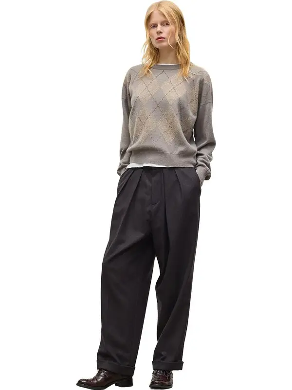 Johnstons Of Elgin Clan Argyle Cashmere Jumper - Grey