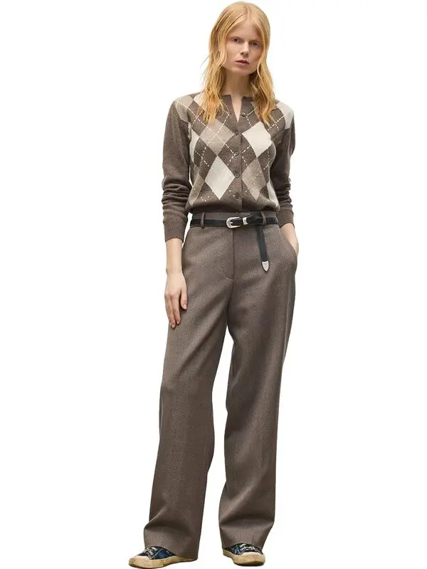 Johnstons Of Elgin Clan Argyle Cashmere Cardigan - Brown