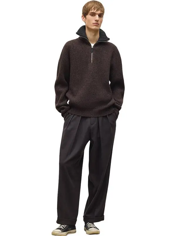 Johnstons Of Elgin Chalmers Half-zip Lambswool Jumper - Grey